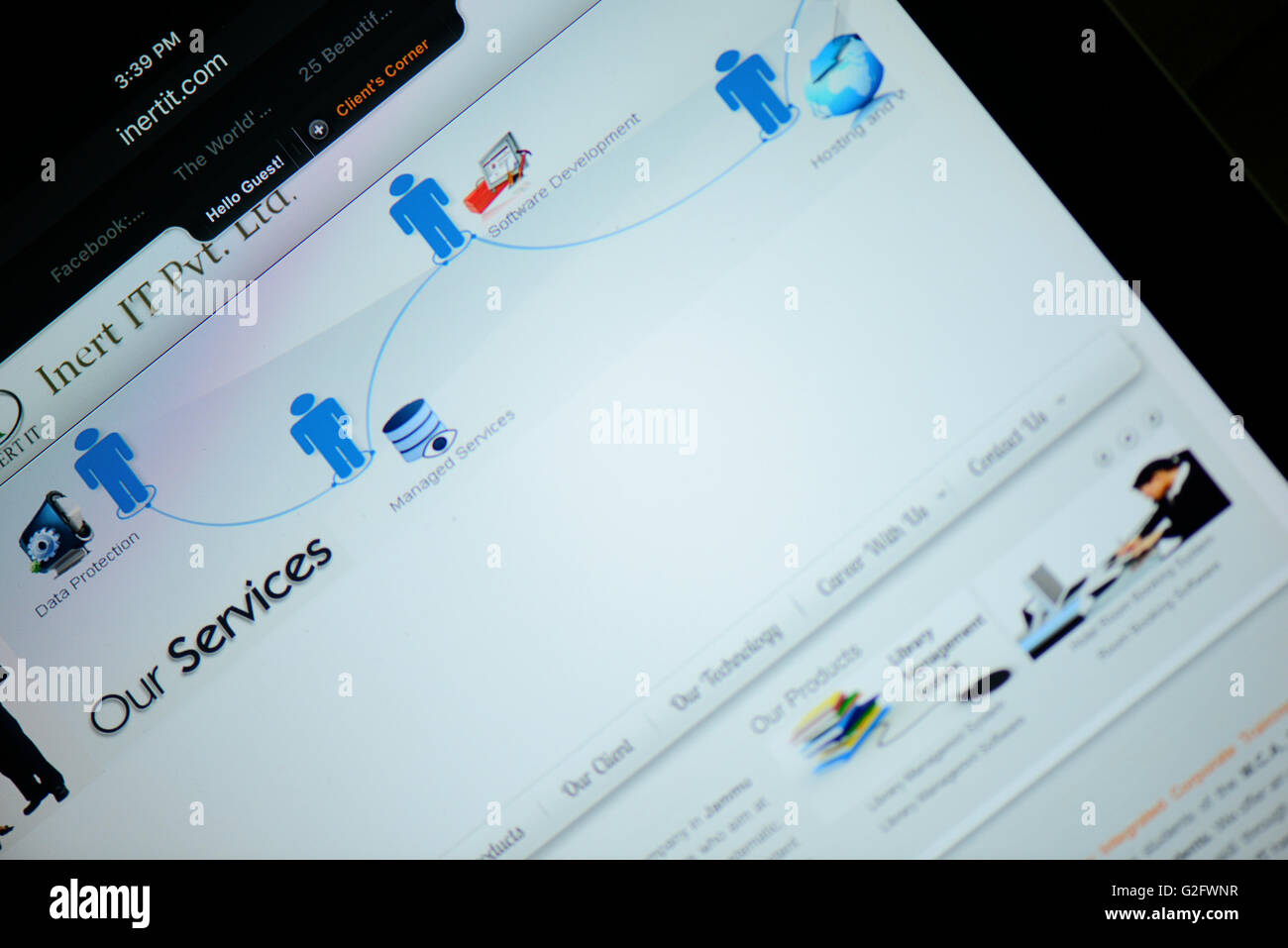Internet explorer Browser showing home page logo displayed on a Ipad ...