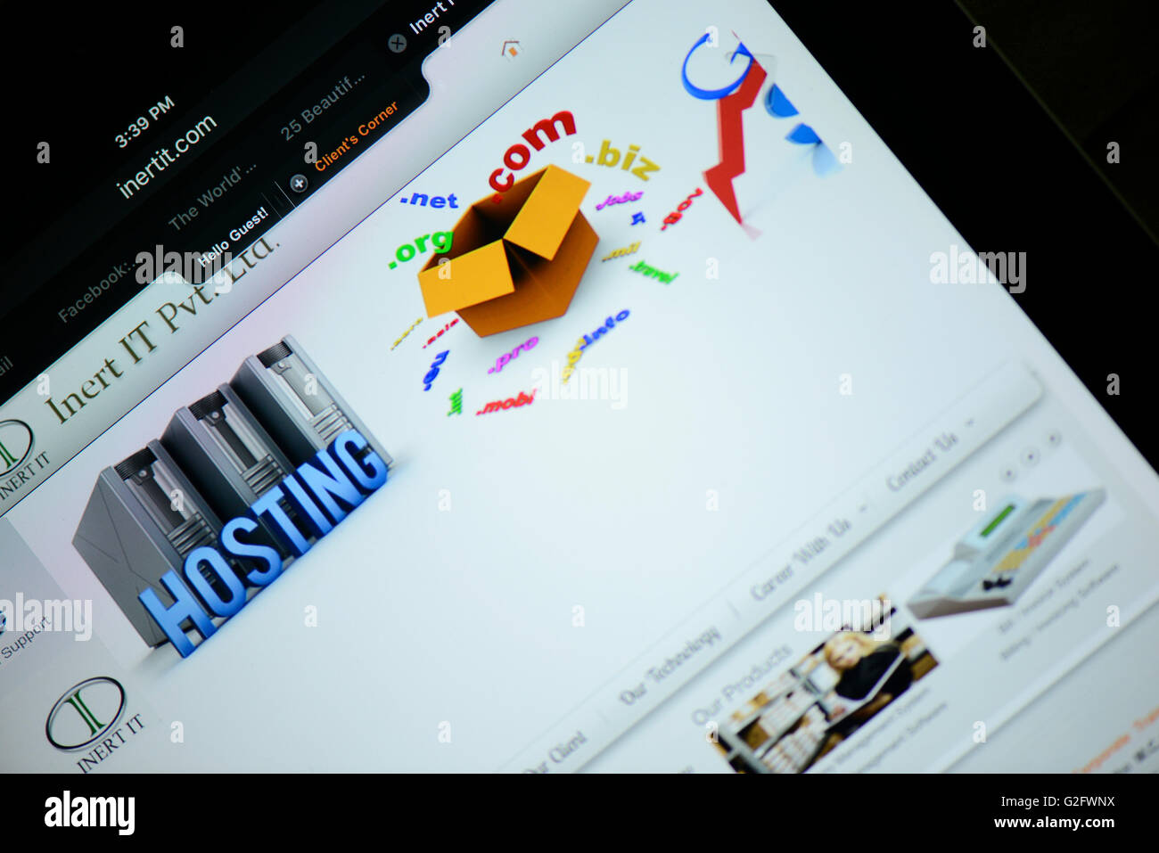 Internet explorer Browser showing home page logo displayed on a Ipad ...