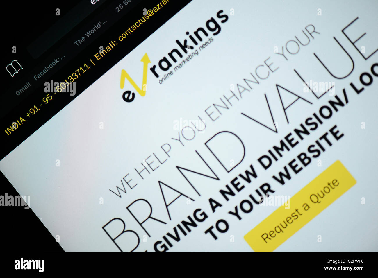 Internet explorer Browser showing home page logo displayed on a Ipad ...