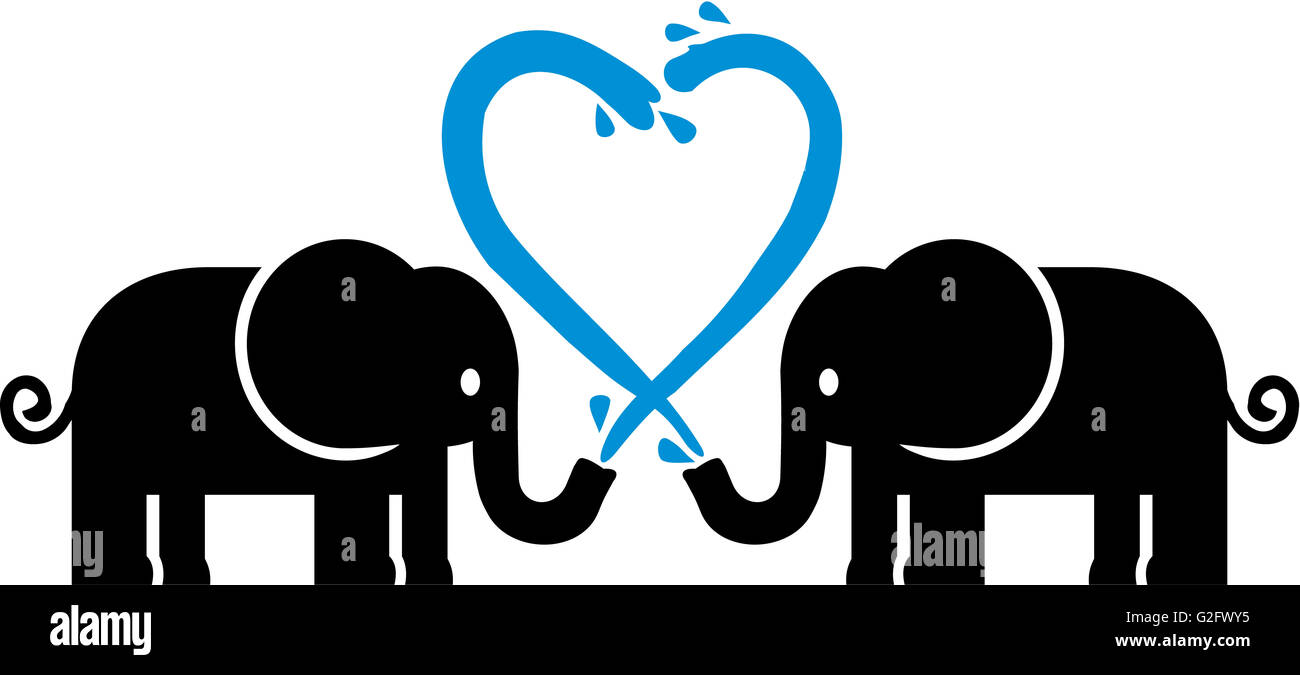 Loving Elephants with water Stock Photo - Alamy