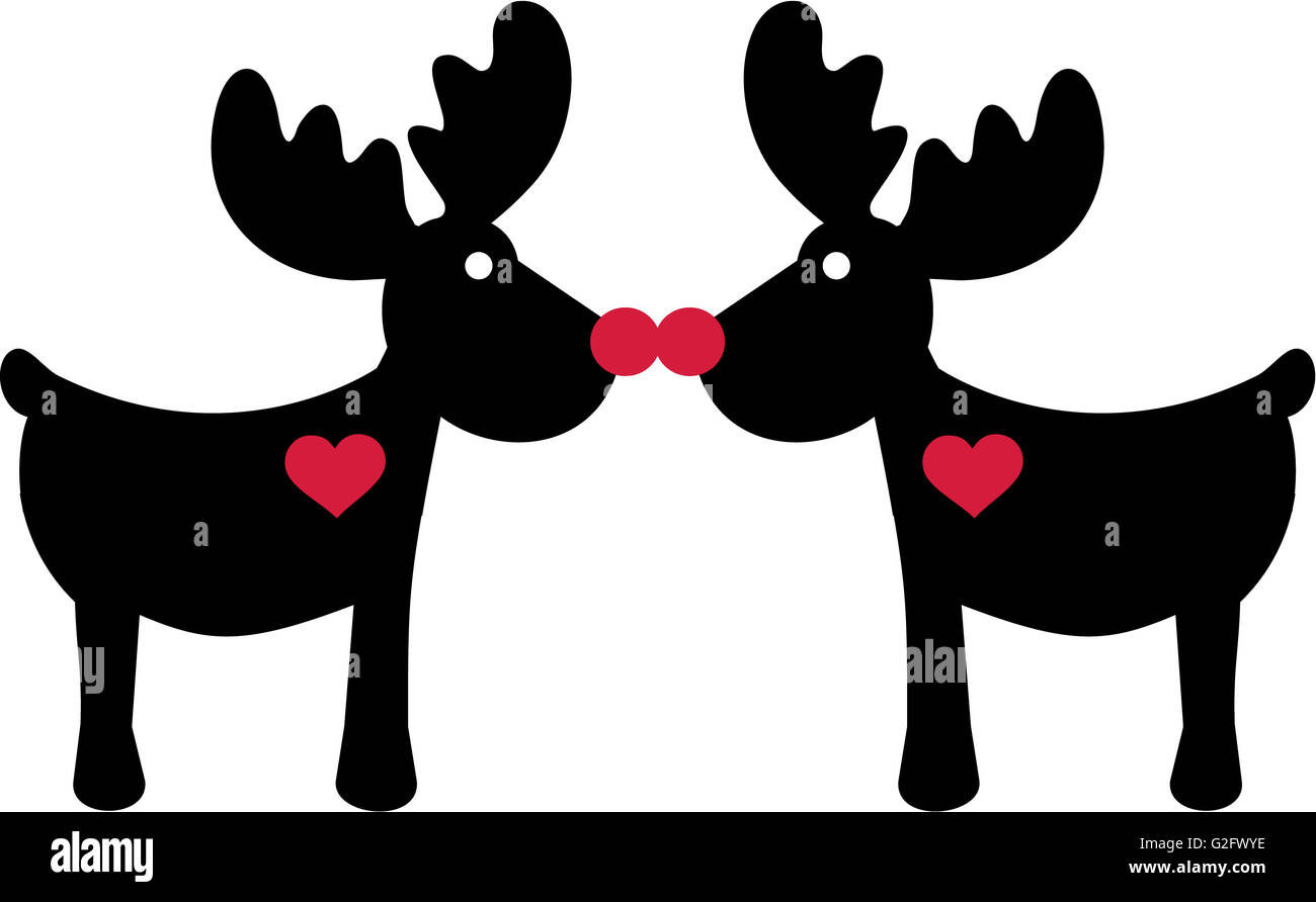 Comic elk in love Stock Photo - Alamy