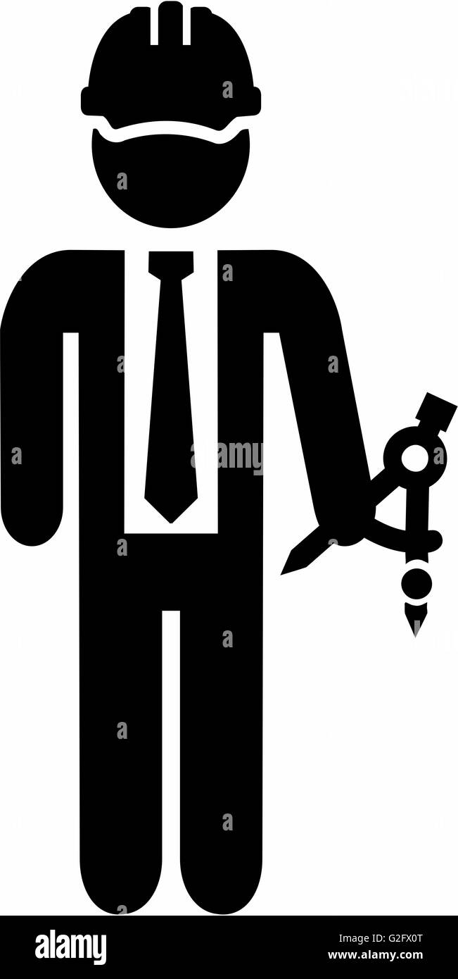 Engineer Pictogram with Helmet and Circle Stock Photo - Alamy
