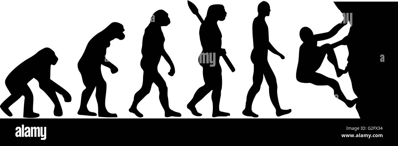Climbing man evolution Stock Photo - Alamy