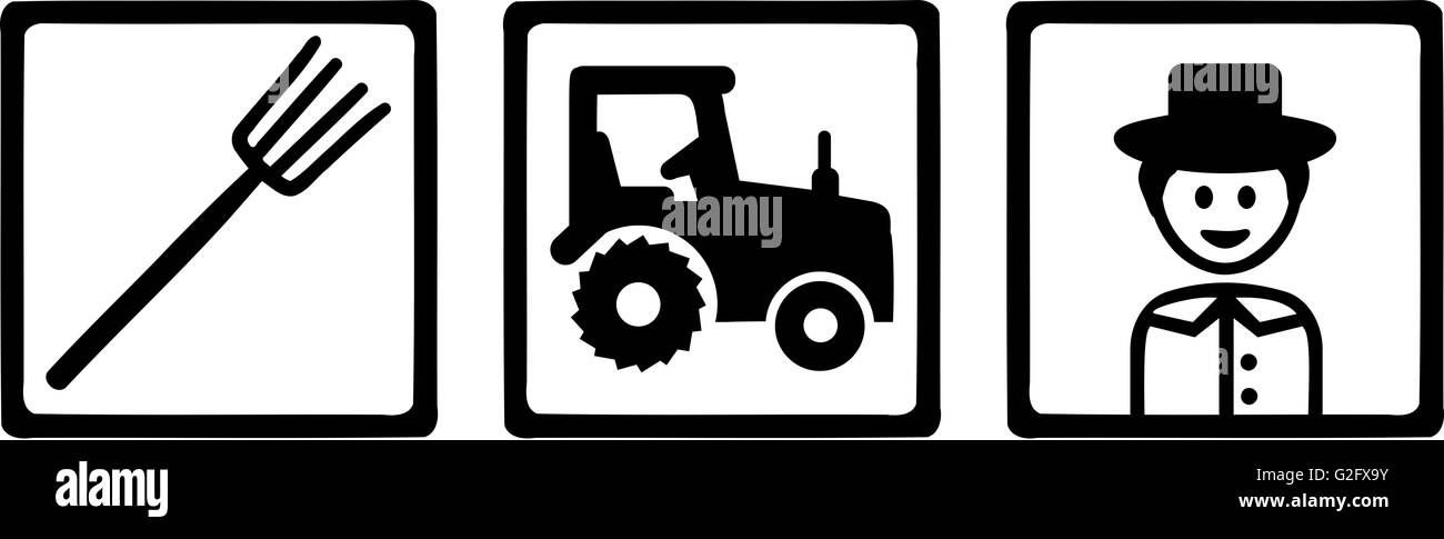 Farming Objects Farmer Tractor Pitchfork Stock Photo - Alamy