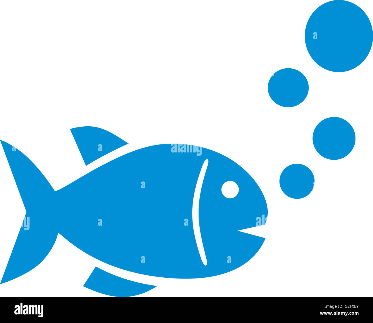 Simple fish icon with bubbles Stock Photo - Alamy