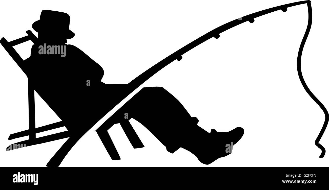 Fishing Silhouette Man Rod Stock Photo - Alamy
