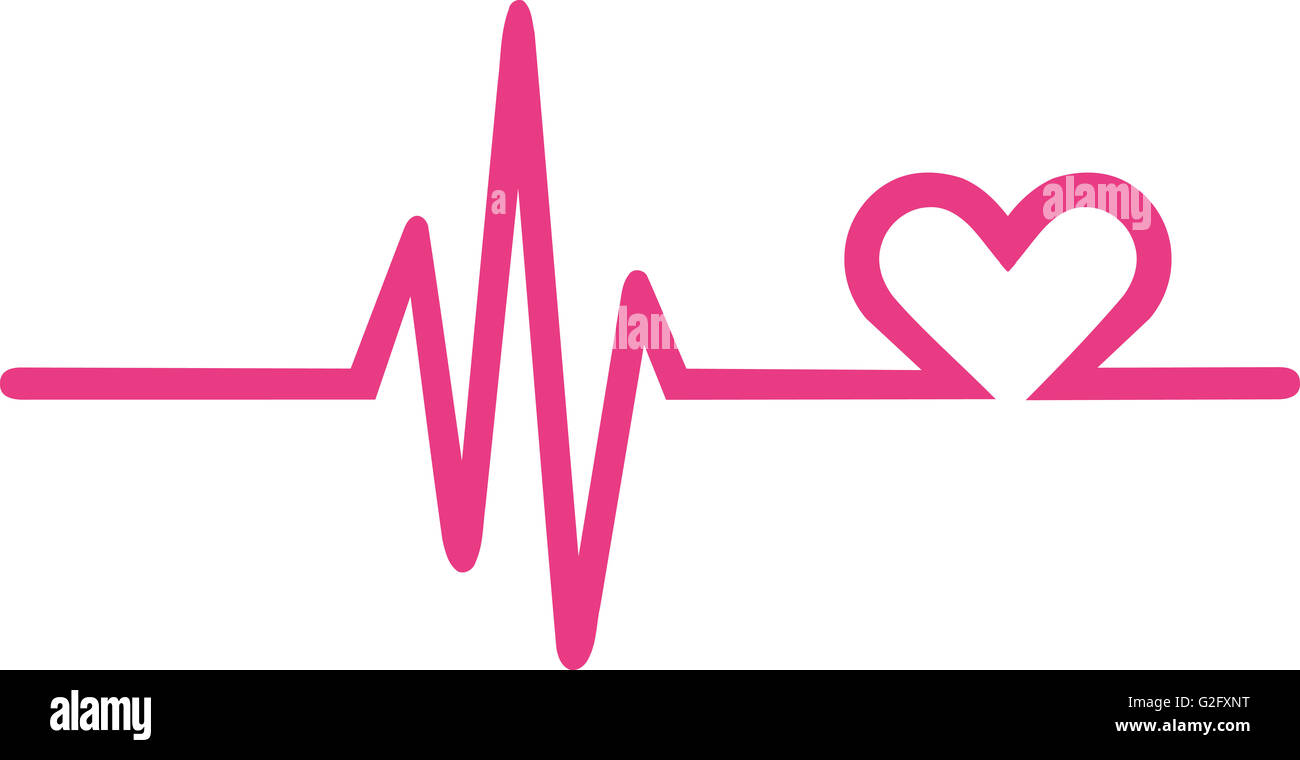 Heartbeat graph with heart Stock Photo - Alamy