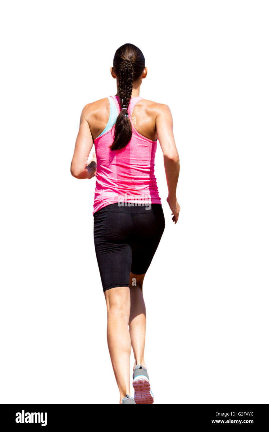 Rear view of woman running Stock Photo - Alamy