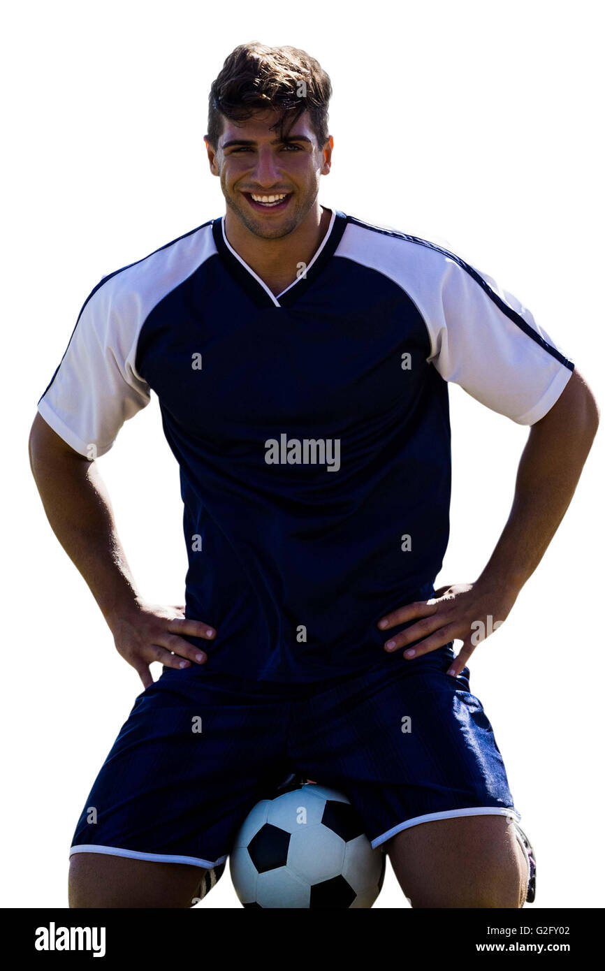 Football player posing soccer ball hi-res stock photography and images ...