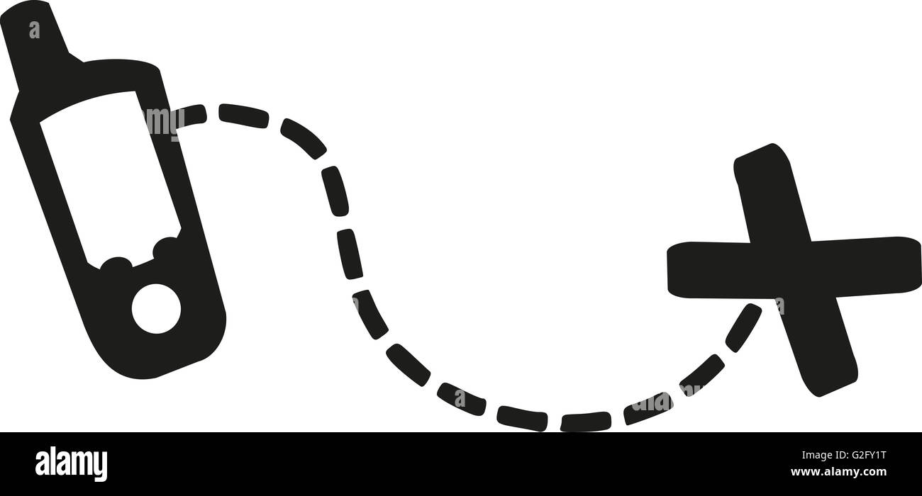 Geocaching gps device with track to a cross Stock Photo - Alamy