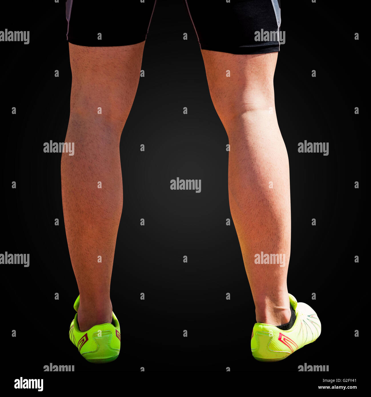 Close up of sportsman legs on a white background Stock Photo - Alamy