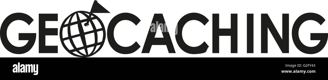 Geocaching word with globe Stock Photo - Alamy