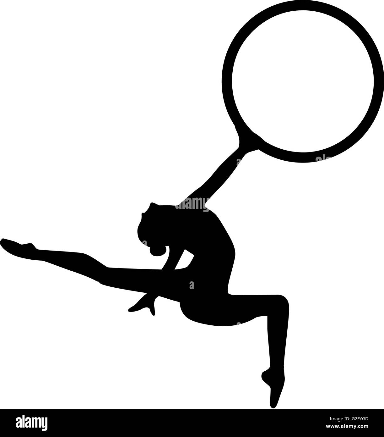 Gymnastics Girl jumping with hoop Stock Photo - Alamy