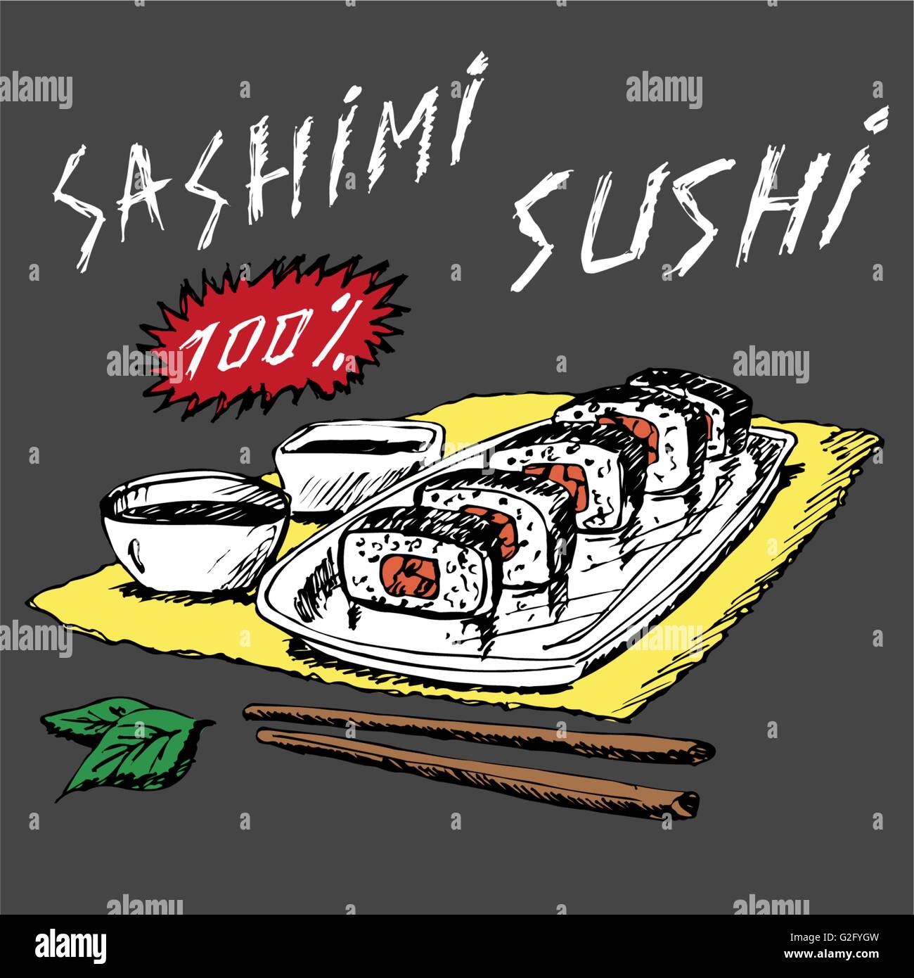 Japanese restaurant food hand Stock Vector Images - Alamy