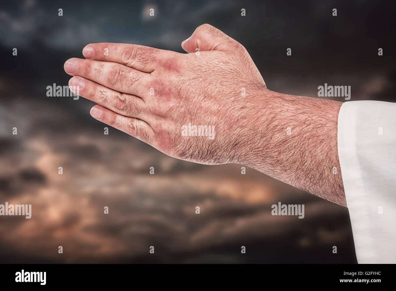 Composite image of close-up of karate fighter making hand gesture Stock ...