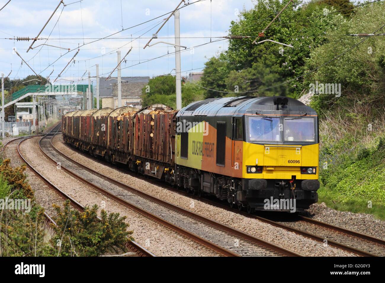 Class 60 diesel locomotive in Colas Rail livery on the West Coast Main ...