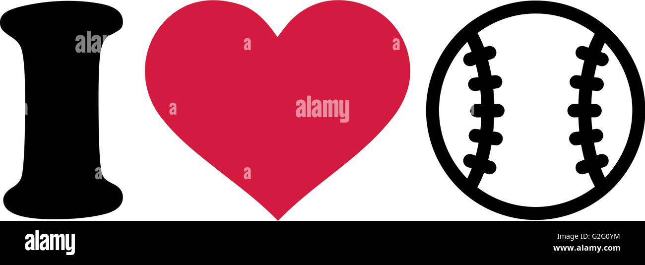 I Love Baseball Pictogram Stock Photo - Alamy