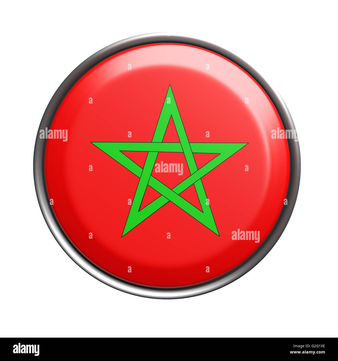 3d rendering of Morocco button with flag on white background Stock ...