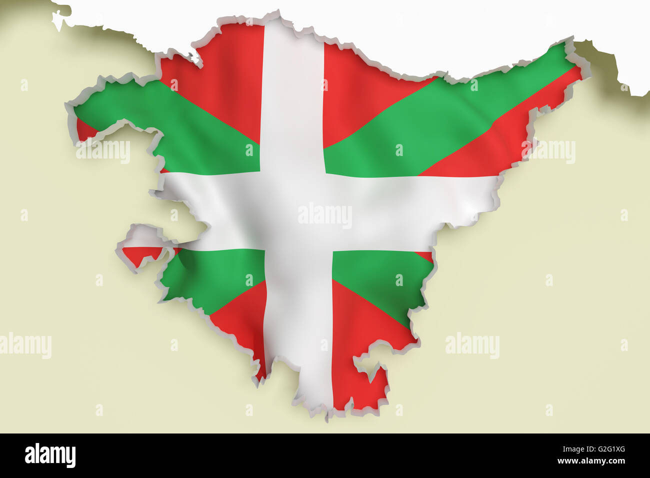 3d rendering of map of Basque Country with flag on background Stock ...