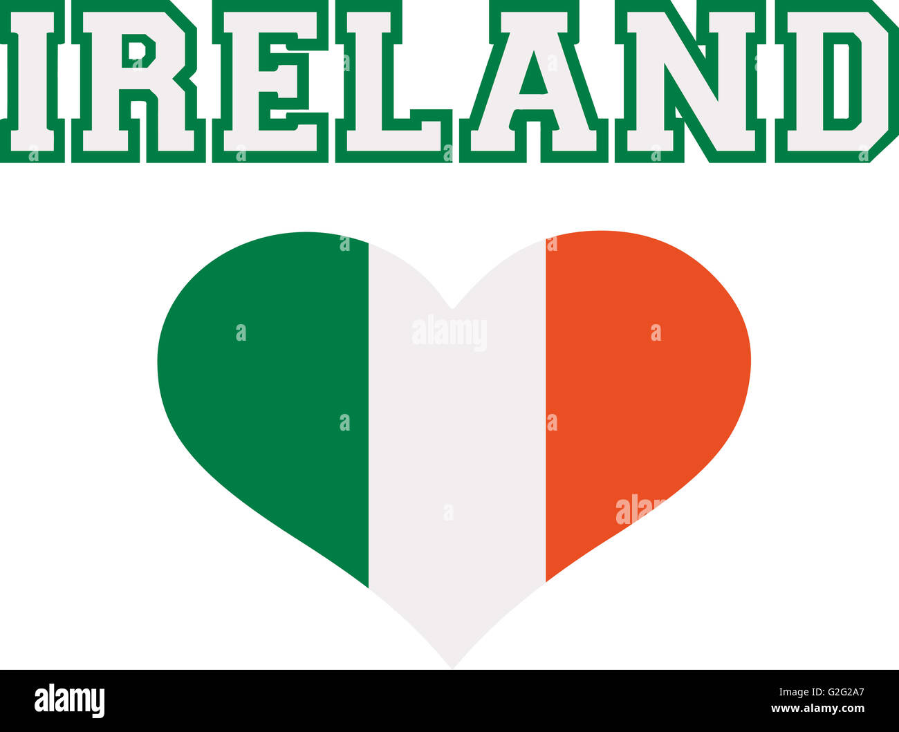 Ireland word with striped heart in green white orange Stock Photo - Alamy