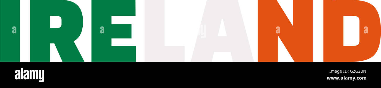 Ireland word in fat letters in irish colors Stock Photo - Alamy