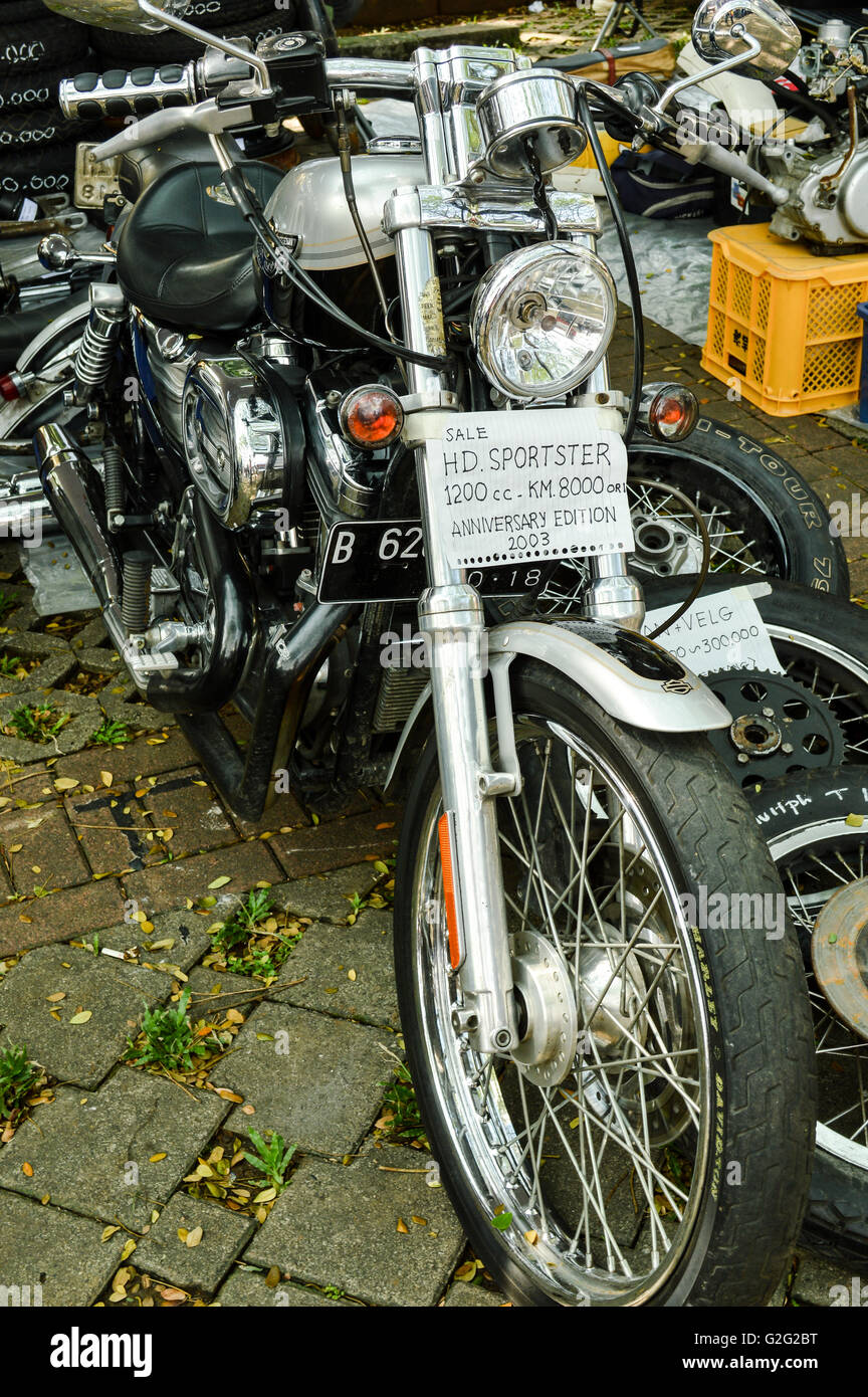 Old motorcycle in automotive event tumplek blek 2016, Jakarta ...