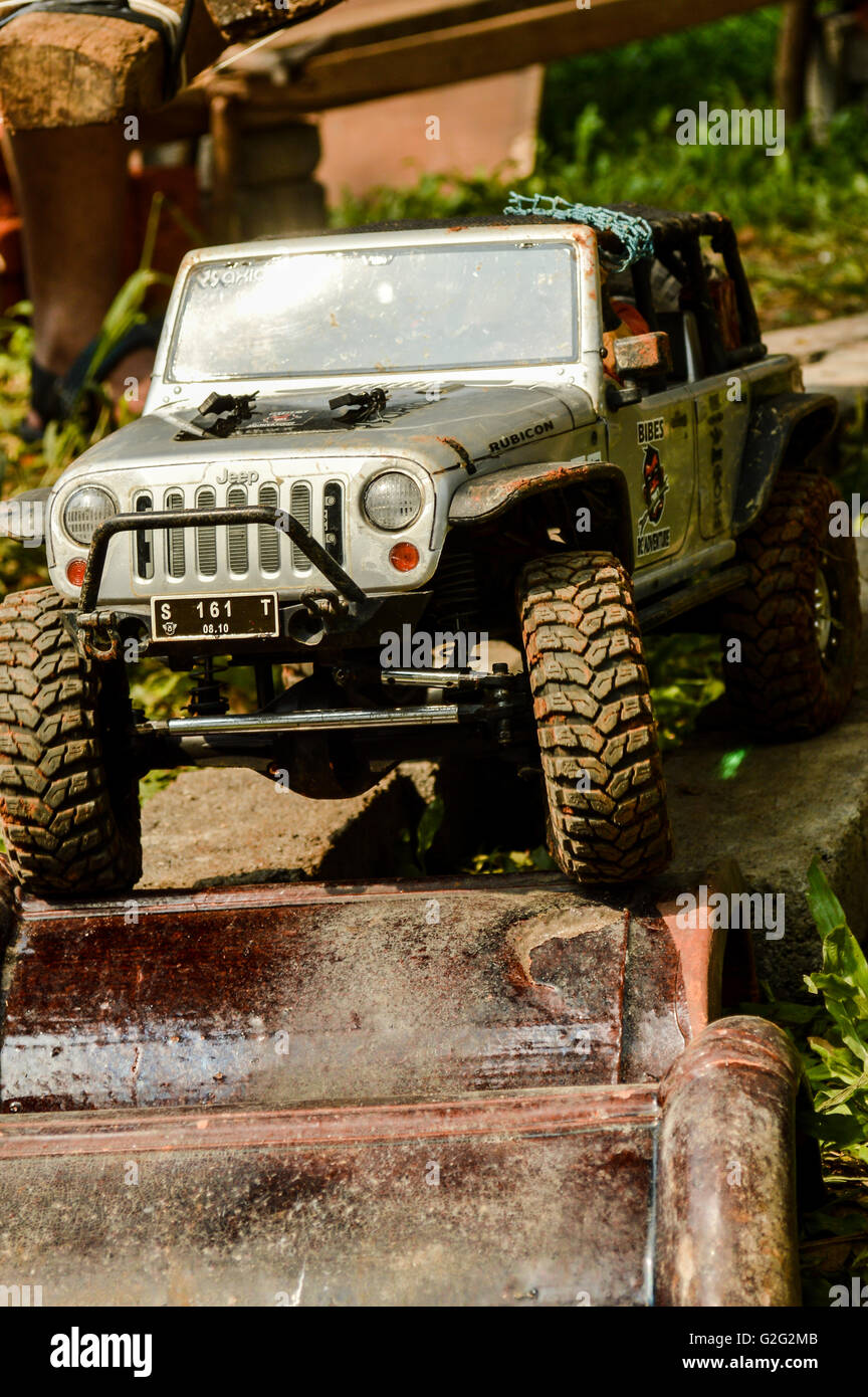 RC jeep moving in the off road when automotive event tumplek blek 2016 ...