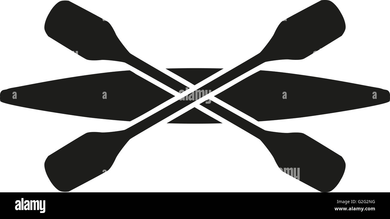 Kayak with crossed paddles Stock Photo - Alamy