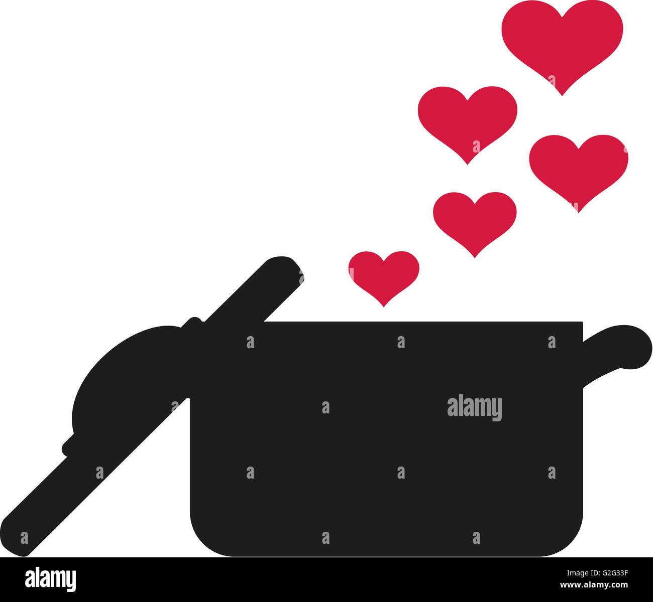 Pot kitchen with hearts Stock Photo - Alamy