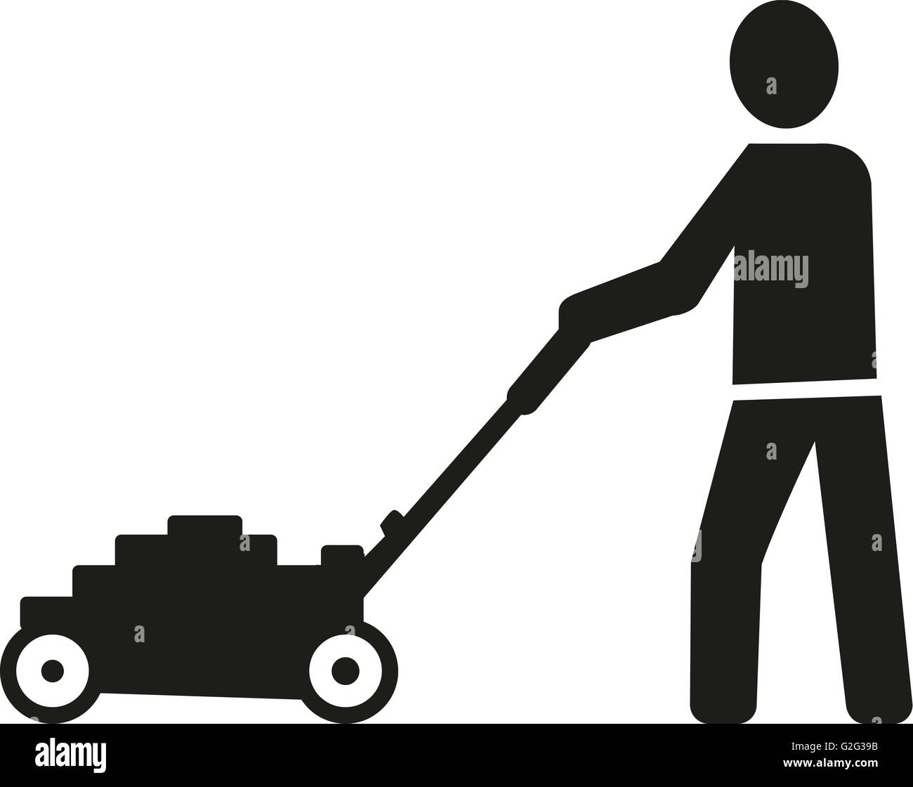Lawn mower man pictogram Stock Photo - Alamy