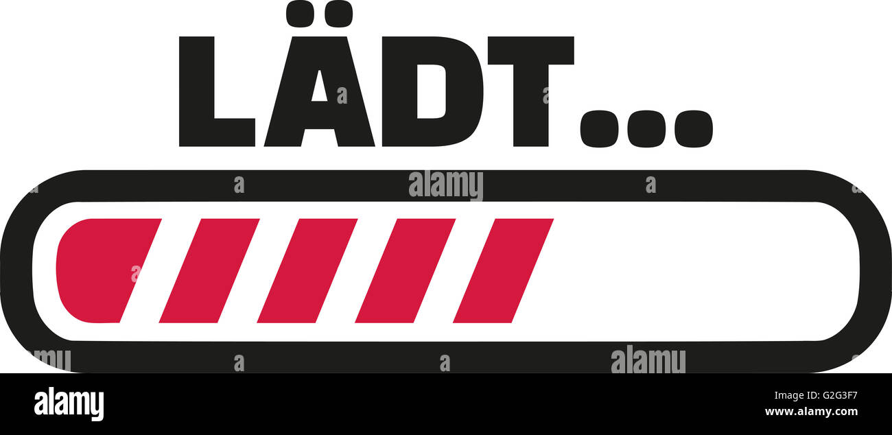 Loading german with downloading bar Stock Photo - Alamy
