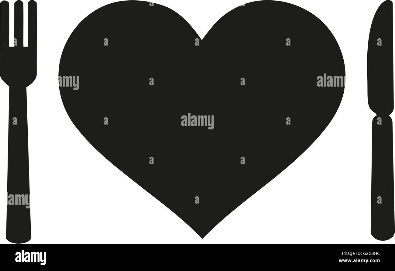 Heart menu with knife and fork Stock Photo - Alamy