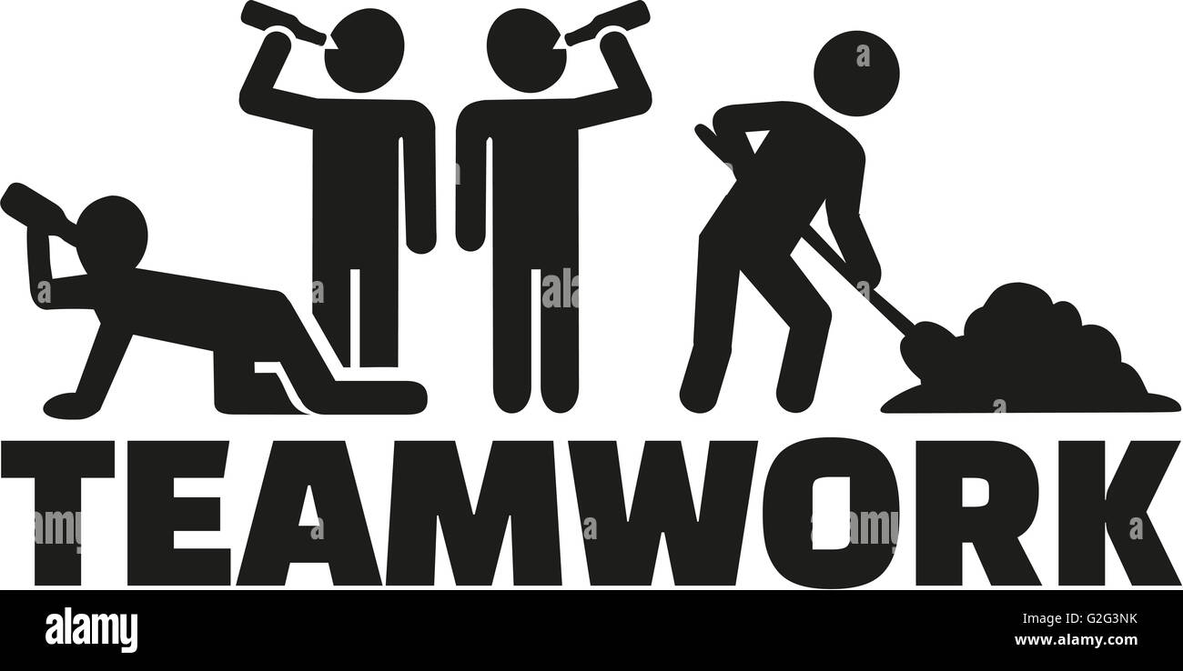 Teamwork - Some drinking alcohol one working Stock Photo - Alamy