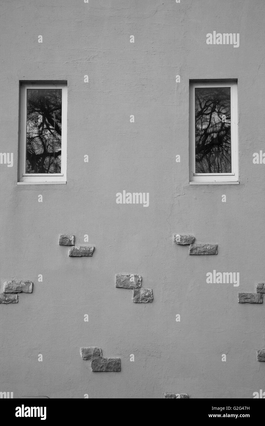 Trees Reflected in Two Windows Stock Photo - Alamy