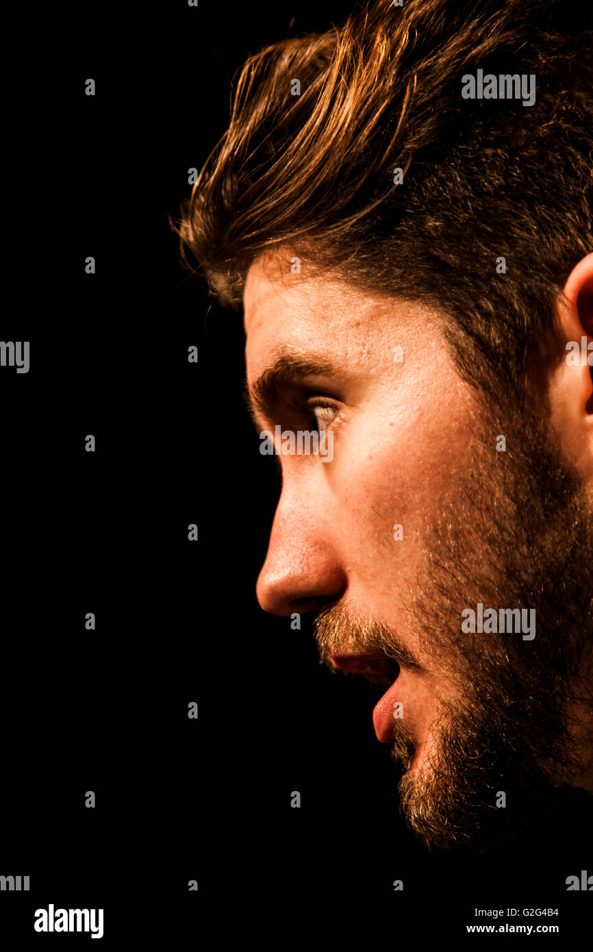 Profile of Bearded Young Man Stock Photo - Alamy