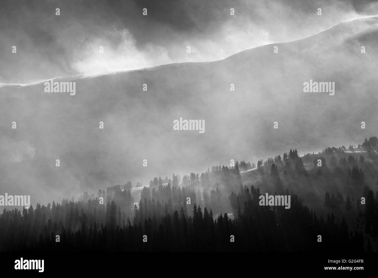 Snow Blowing Over Mountain Ridge, Loveland Pass, Colorado, USA Stock ...