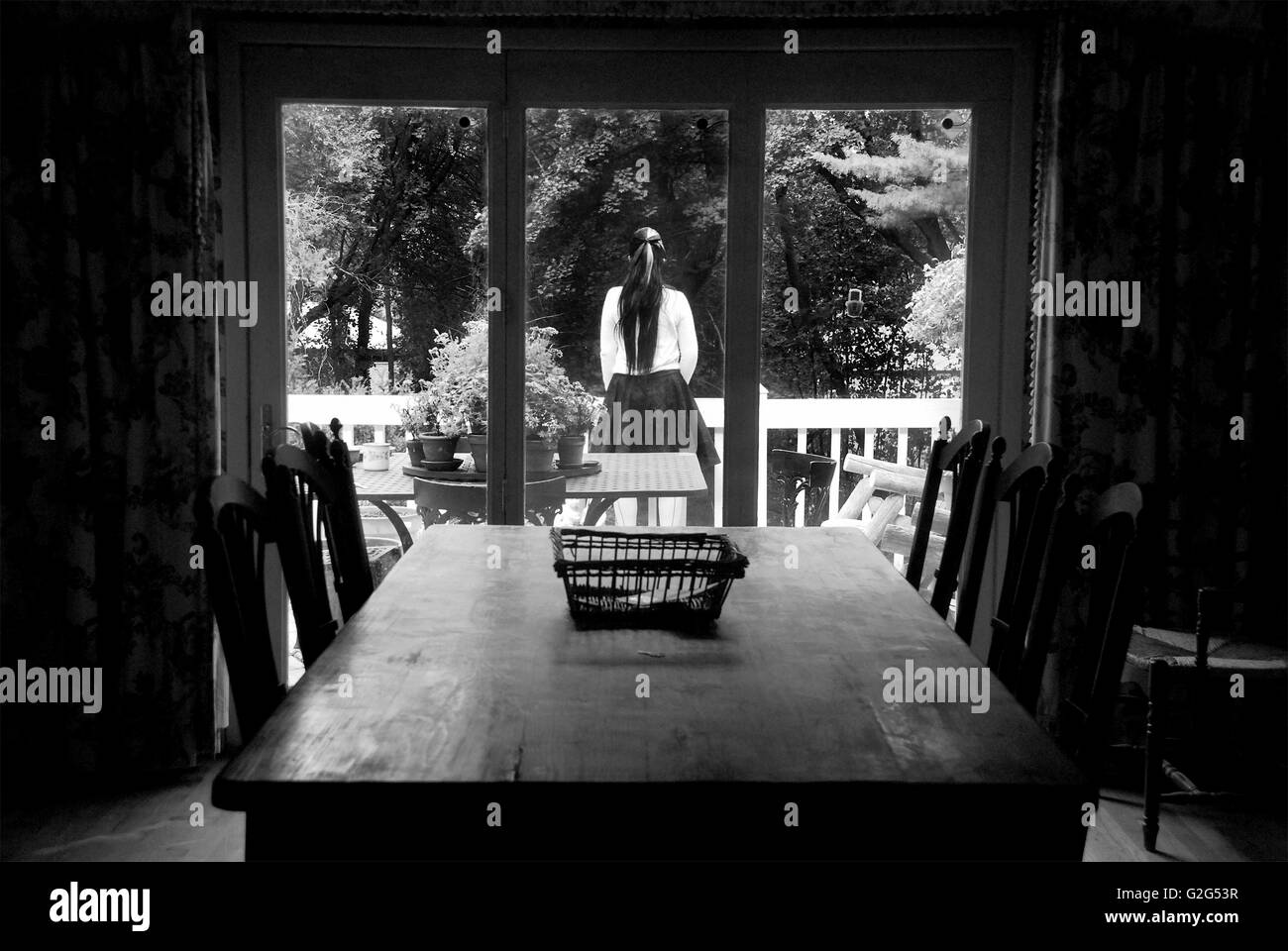 Woman only rear view Black and White Stock Photos & Images - Alamy