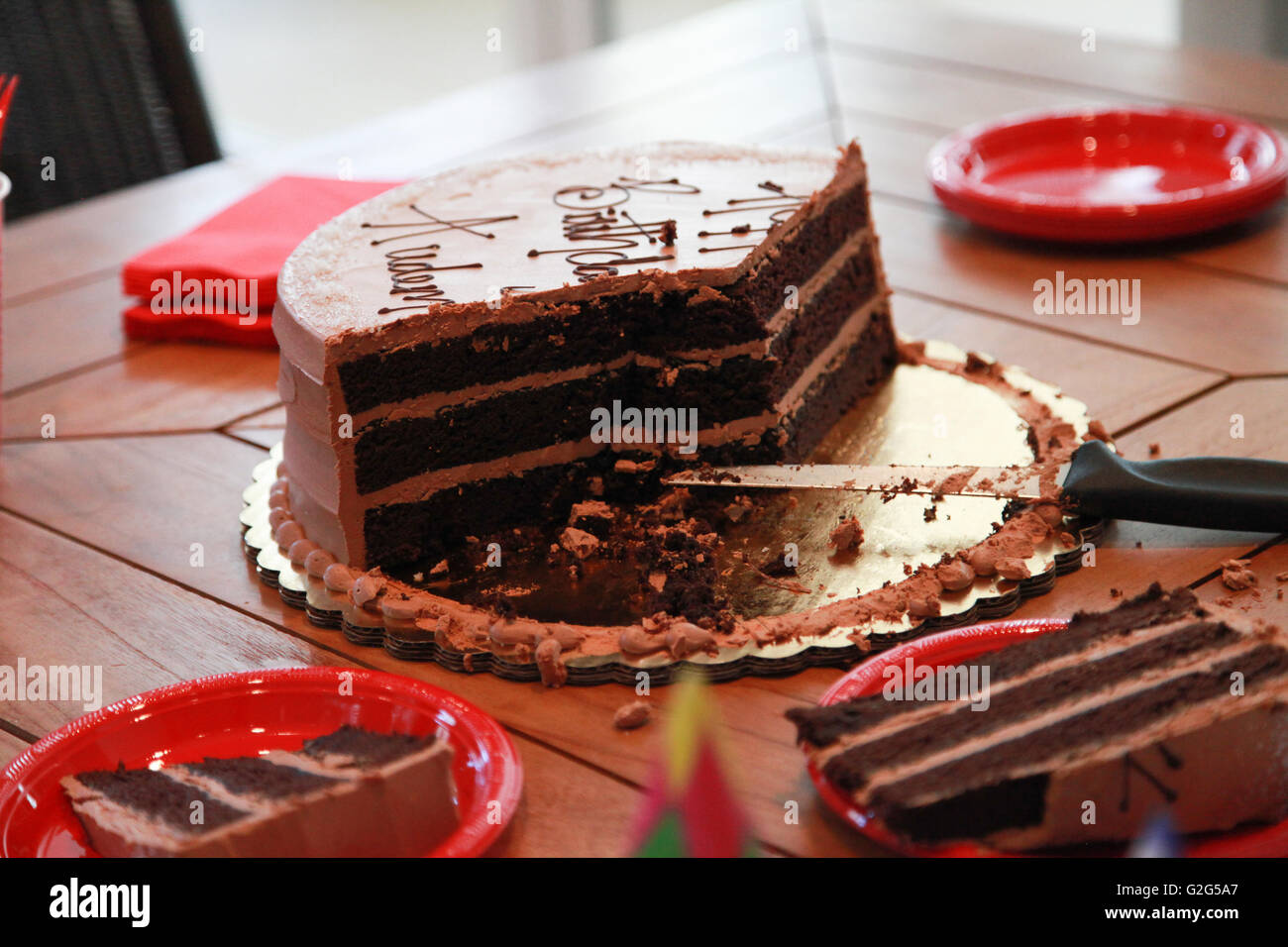 Plate chocolate birthday cake hi-res stock photography and images - Alamy