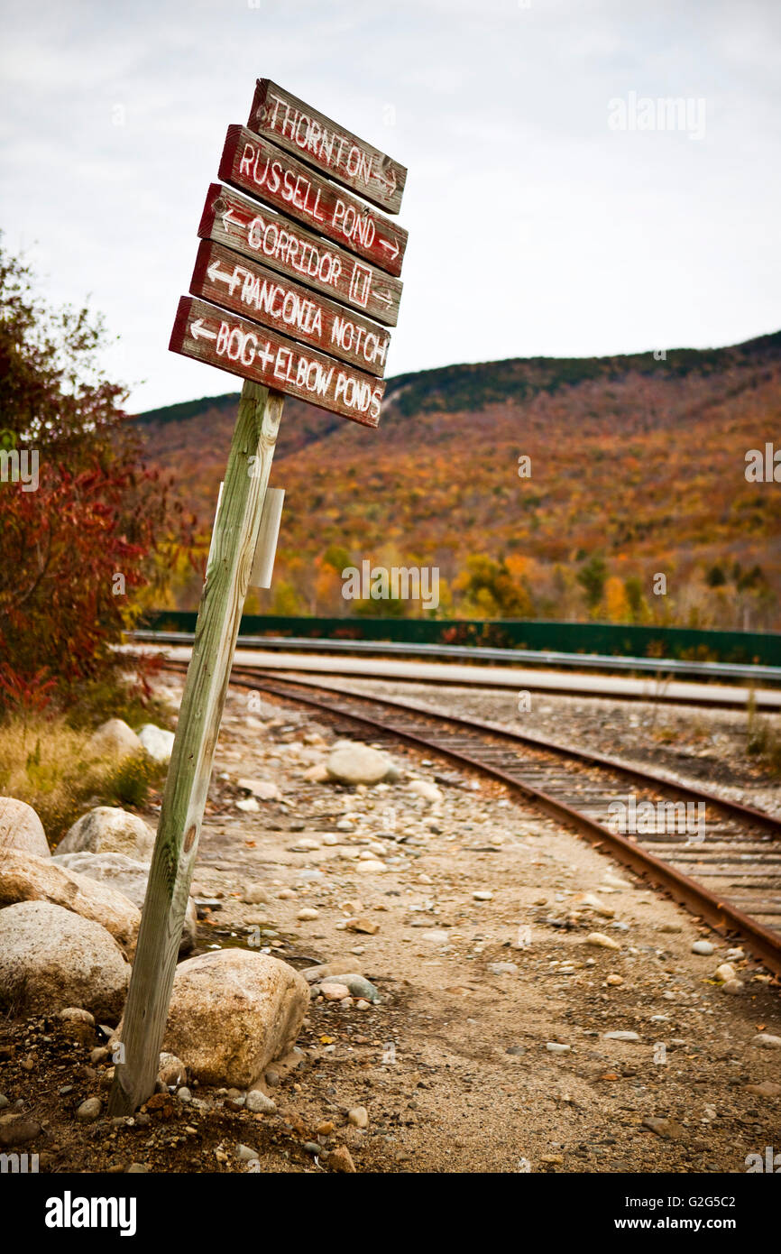 Sign by Railroad Tracks Stock Photo - Alamy