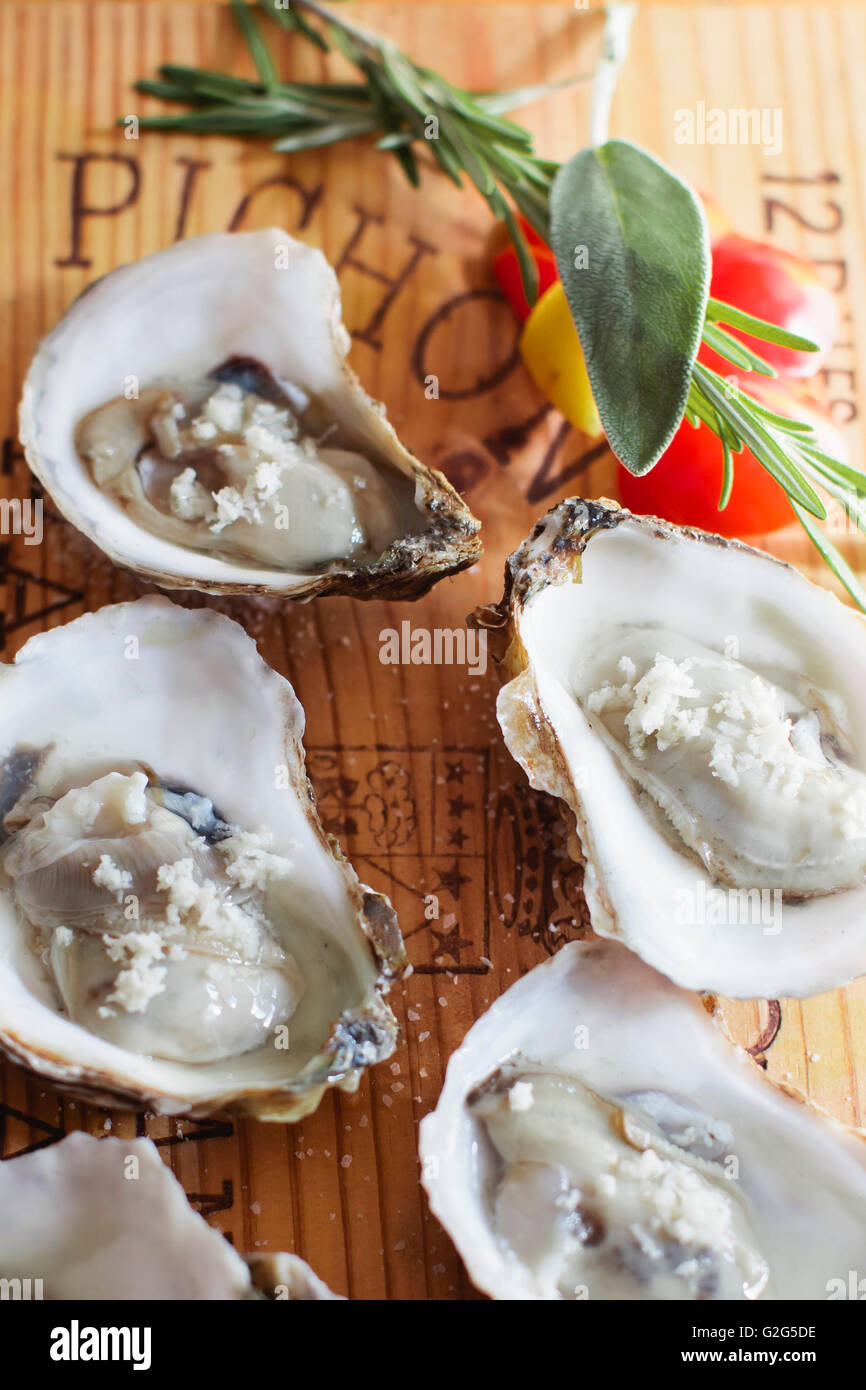 Oysters on Half-Shell Stock Photo - Alamy