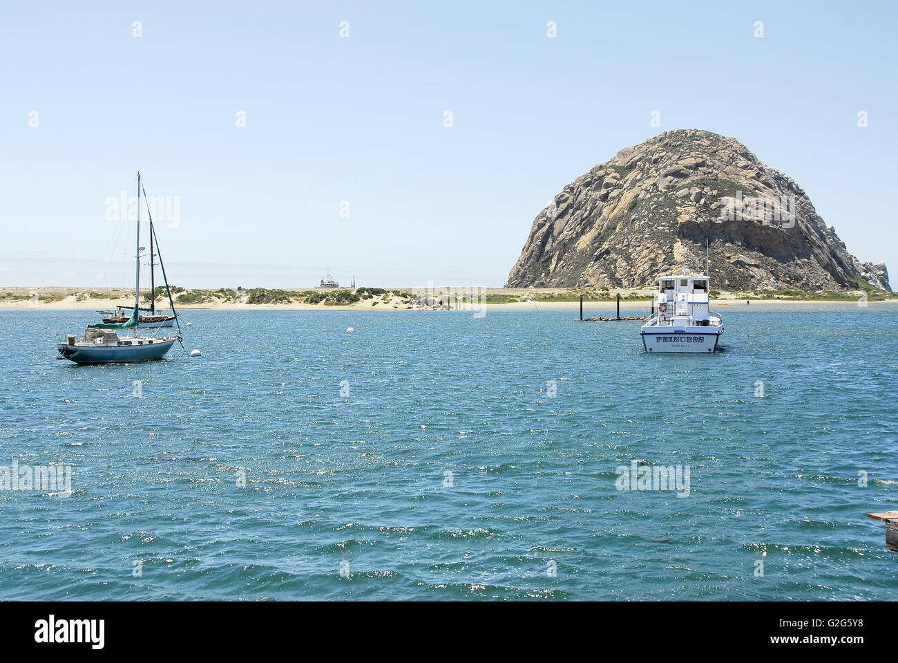 Morro Rock as seen from the town of Morro Bay in Morro Bay, California ...