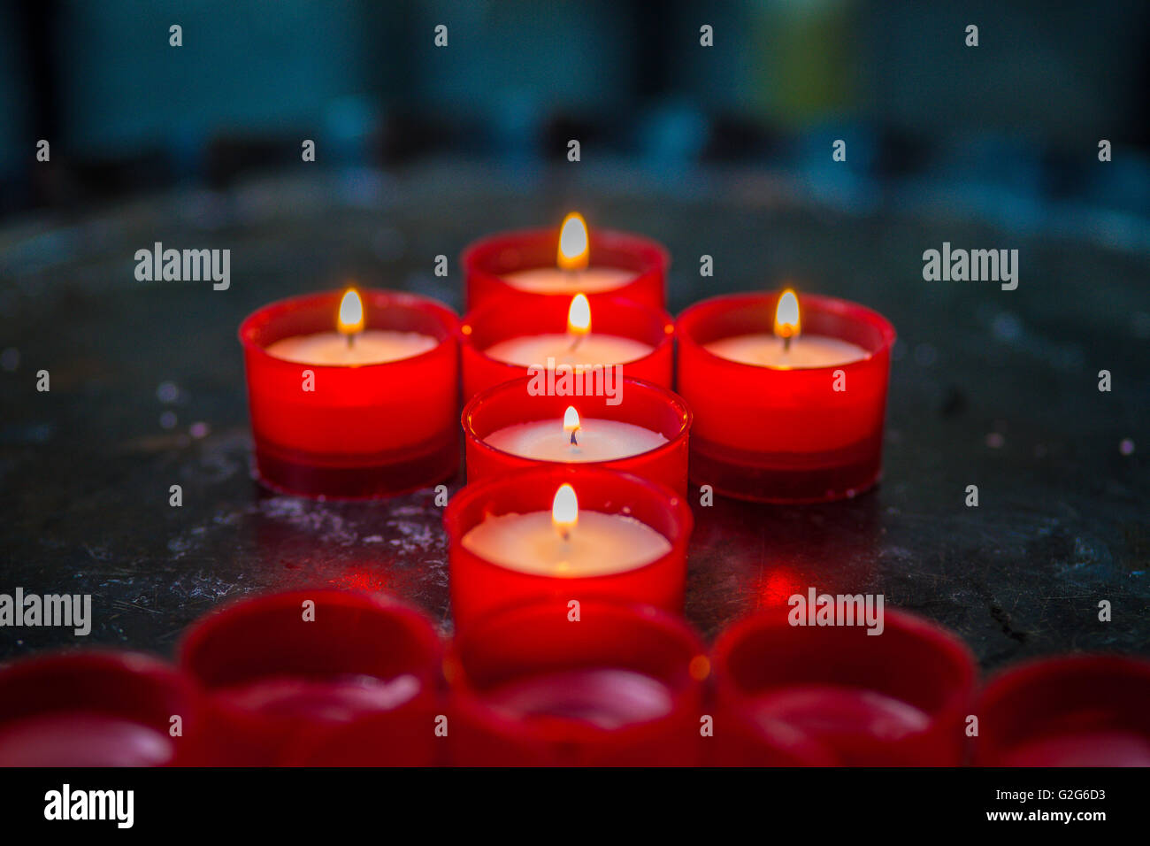 Cross formed of votive candles Stock Photo - Alamy