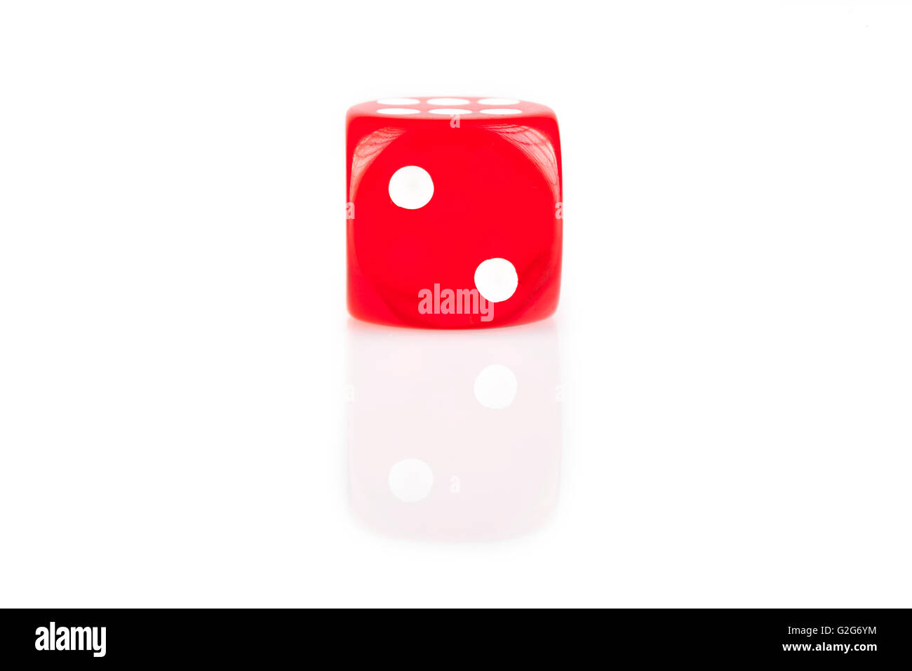 One red dice isolated on white background with reflection Stock Photo ...