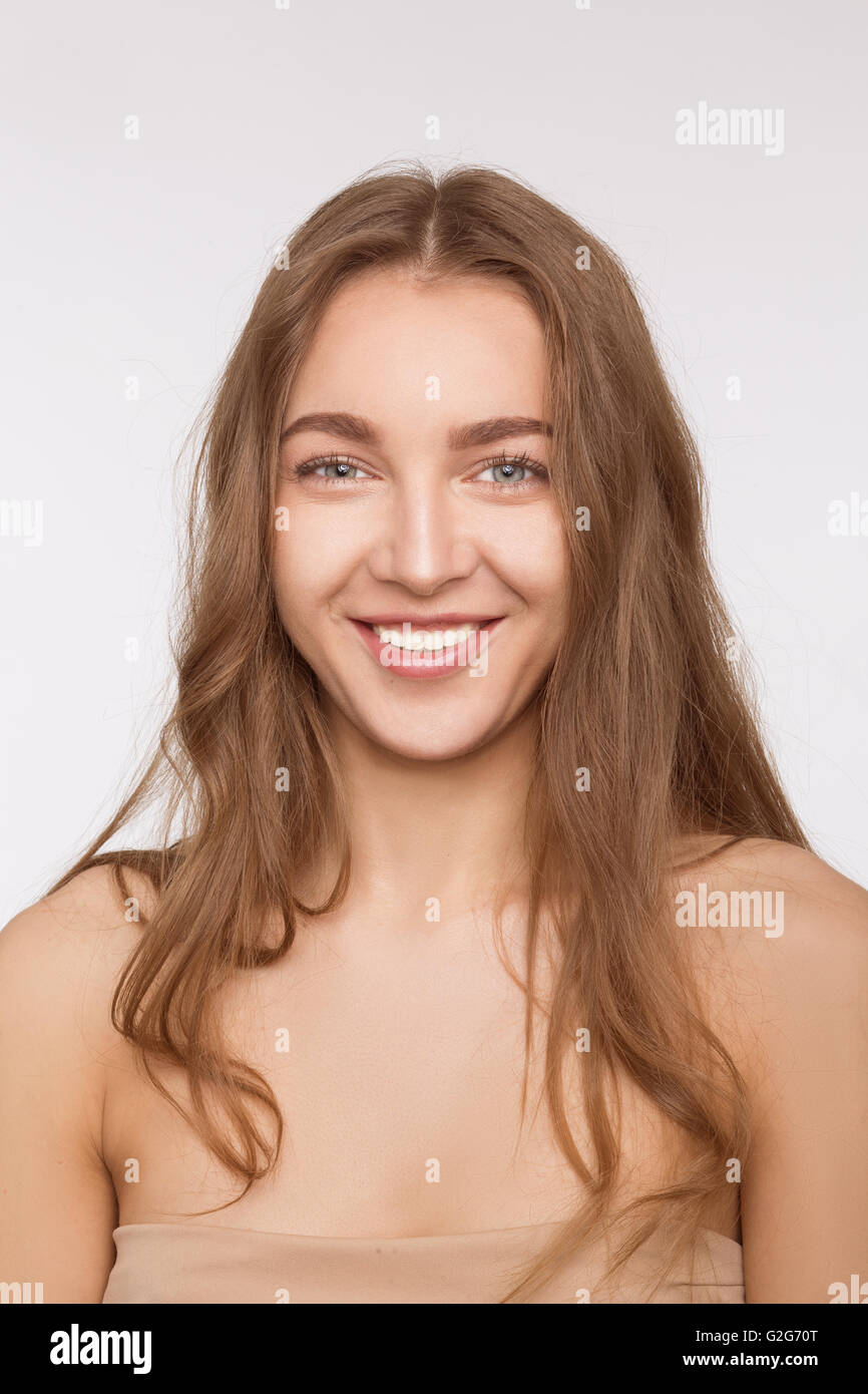 Beautiful model lady over white background in studio Stock Photo - Alamy