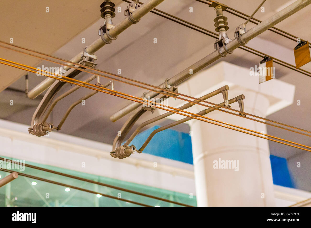 railway cables for the transmission of electricity Stock Photo - Alamy