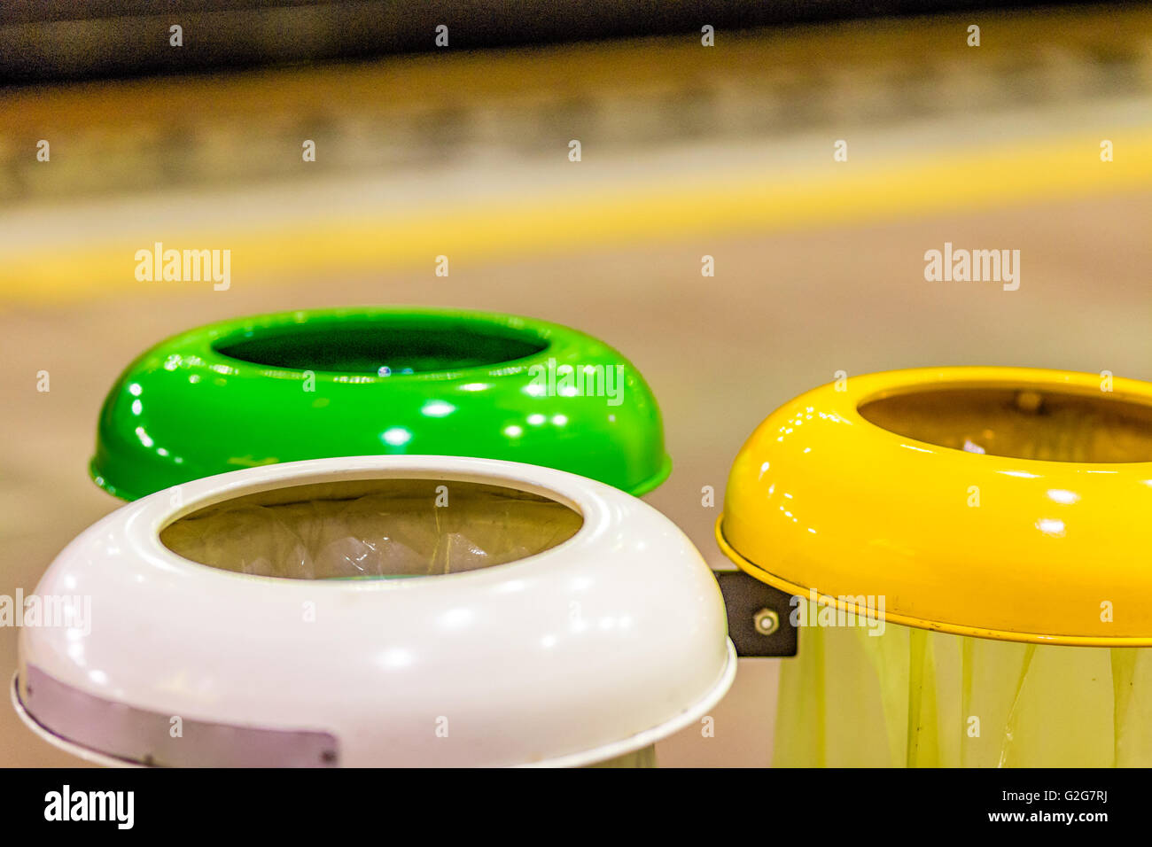 separate collection of waste, yellow container for plastic, white for ...