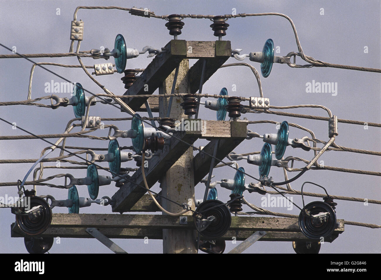 Electric power lines. These cables transmit the electricity of national ...
