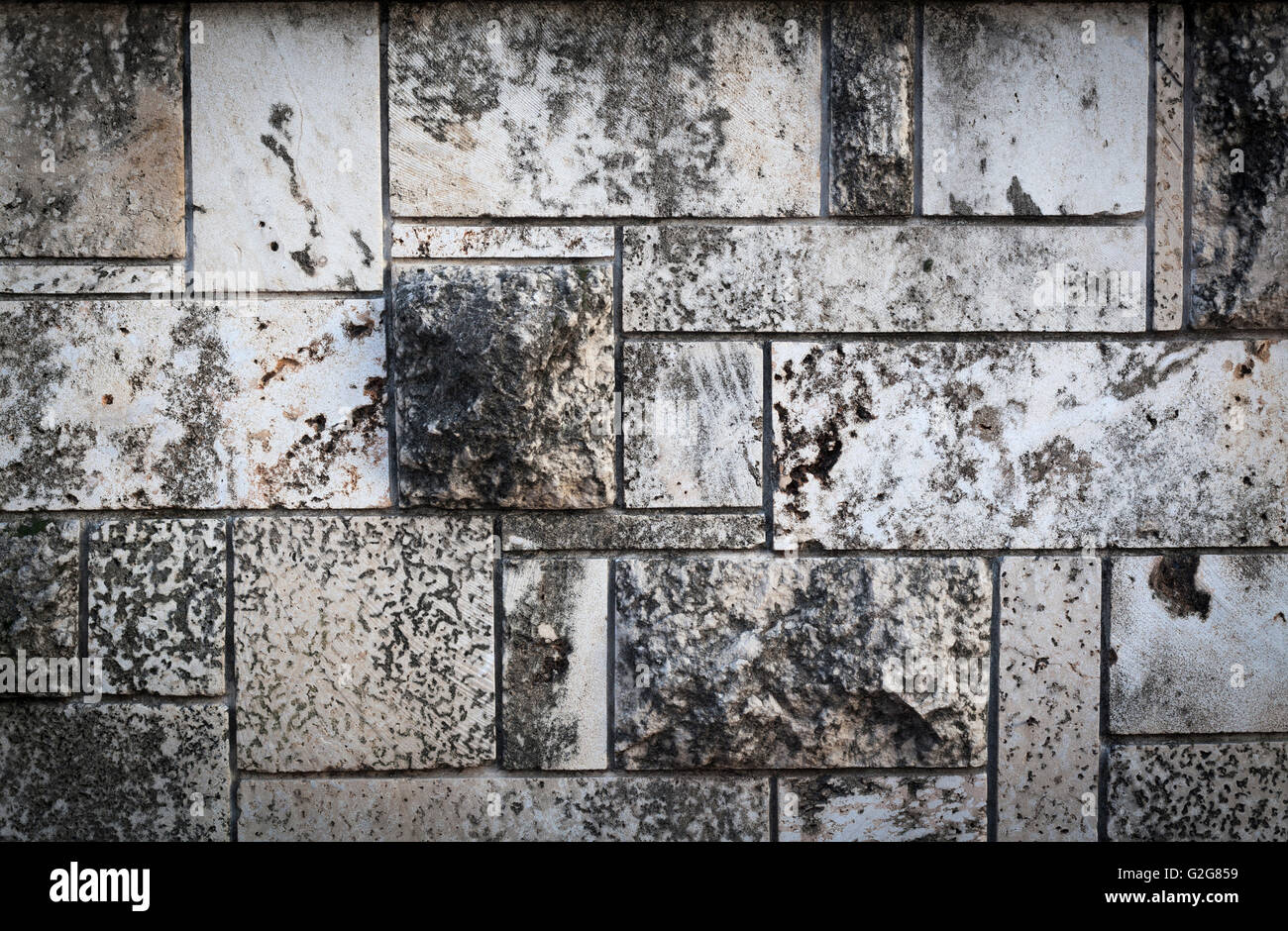 Aged Rectangular stone wall texture closeup Stock Photo - Alamy