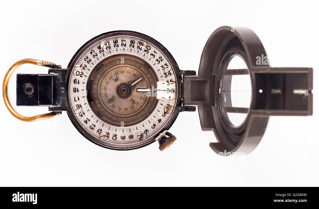 old army compass isolated on white background Stock Photo - Alamy