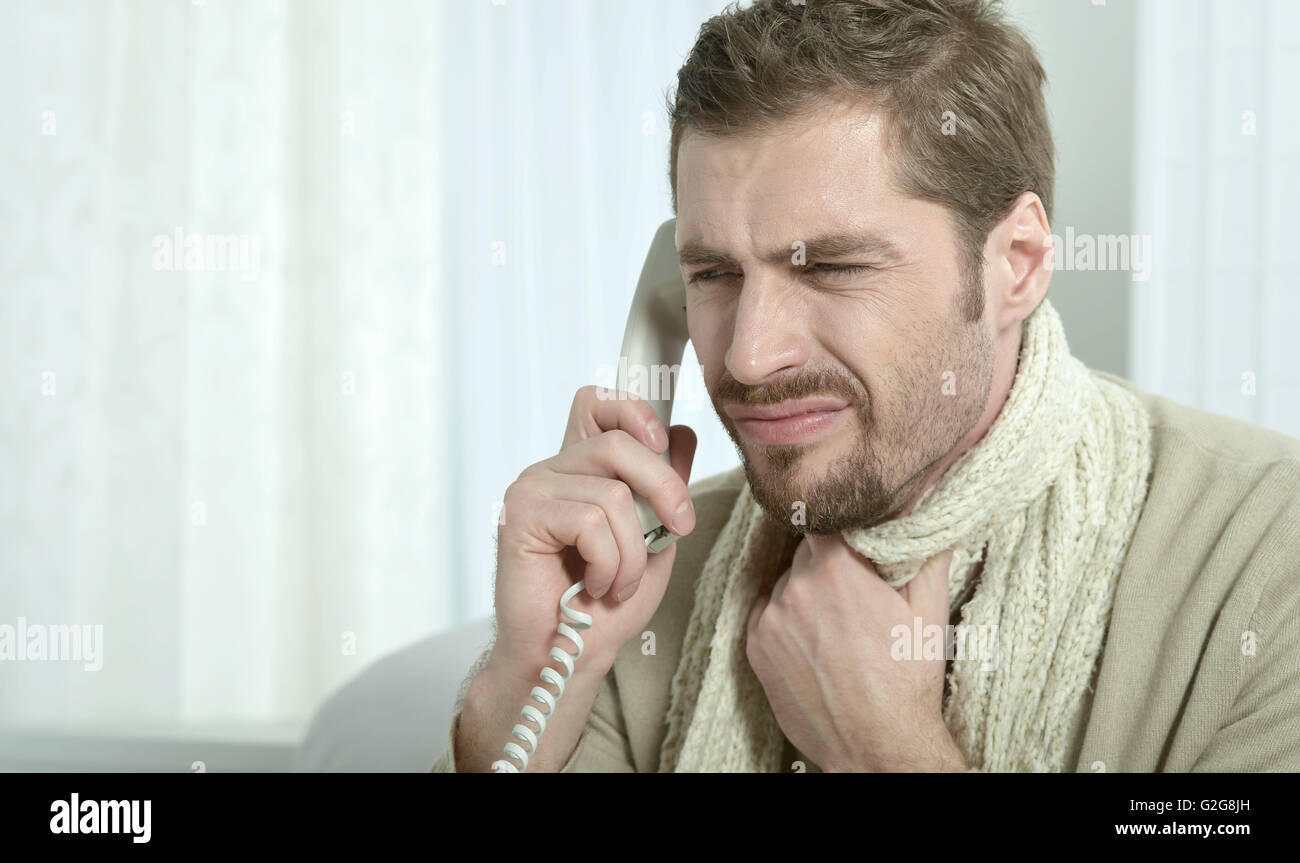 sick man calling his doctor Stock Photo - Alamy